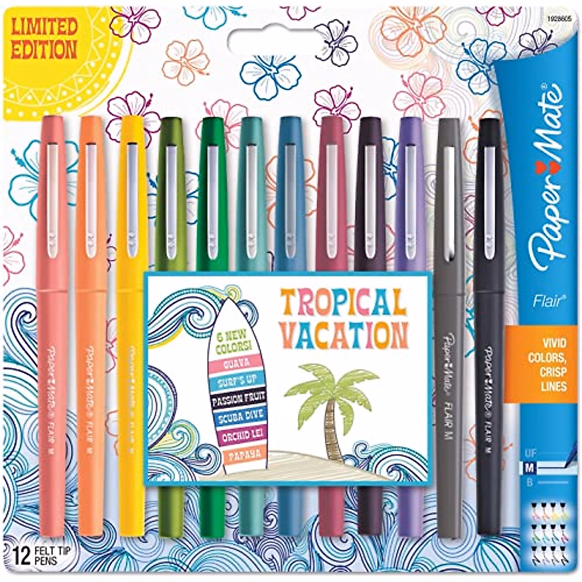 Paper Mate 1928605 Point Guard Flair Bullet Point Stick Pen, Assorted Colors, 7Mm, 12/Set (Pap1928605)