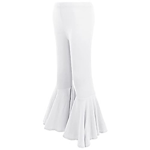 Happy Cherry Baby Girls Bell Bottom Trousers Cute Flare Stretch Long Pants Soft Knit Ruffle Leggings Casual Comfortable High Waist Pants White 6-12 Months