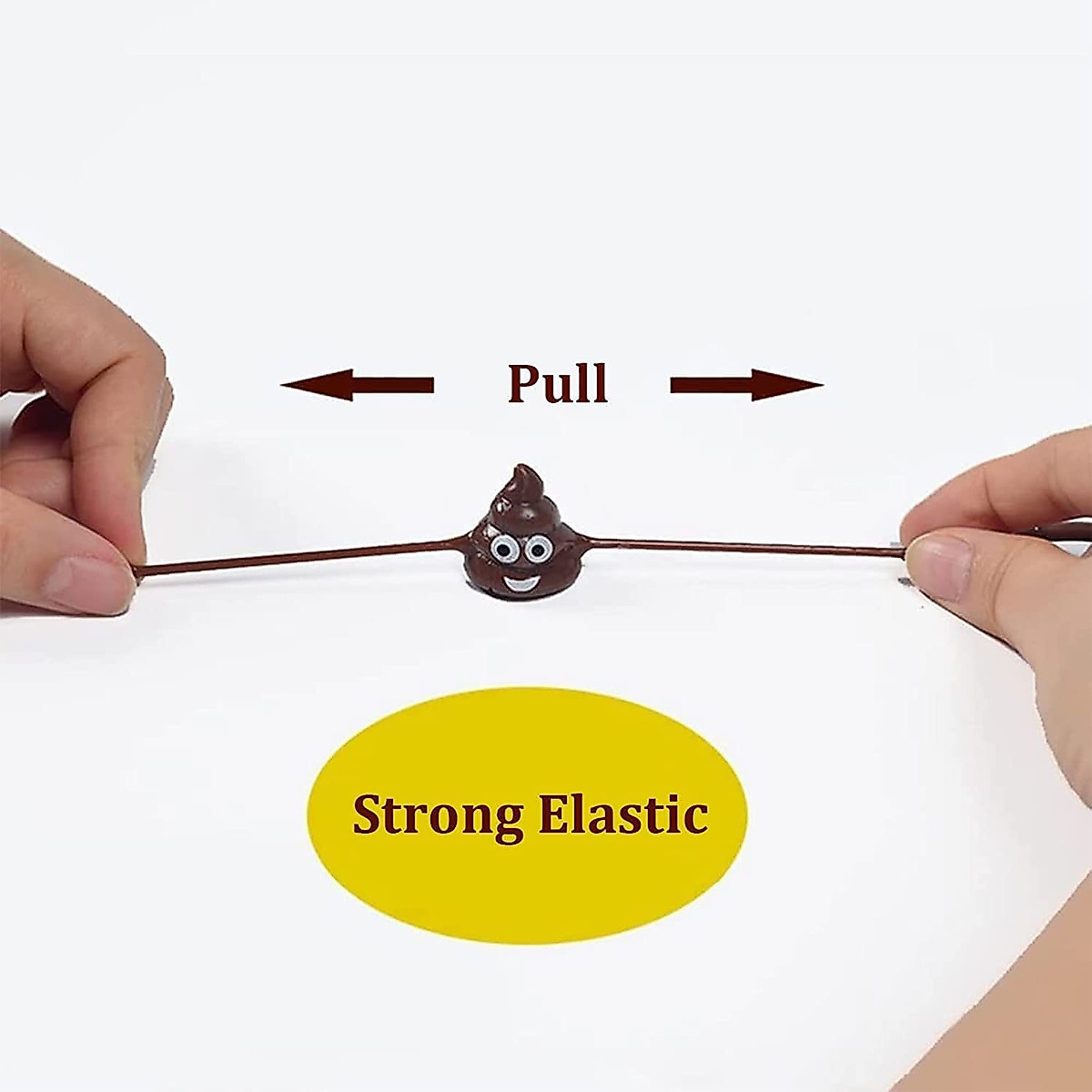 Poo Slingshot - Poo Doo Flying Poo, Smiley Face Poop Slingshot Toy, Funny Tricky Finger Slingshot, Mini Rubber Poop Catapult, Indoor Outdoor Stress Relief Game (5*Slingshot With 25*poops Shots)