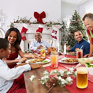 Dyserbuy Glass Cups with Bamboo Lids and Glass Straw 6pcs Set, 16oz Drinking Glasses, Beer Iced Coffee Glasses, Tumbler Cup, Ideal for Smoothie, Boba Tea, Whiskey, Water