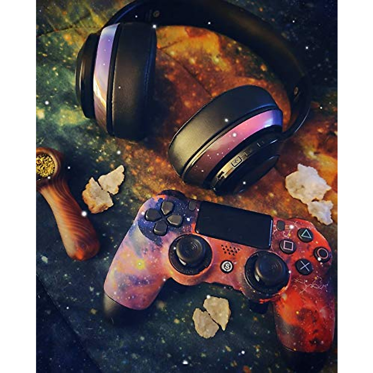 Vizliter Bluetooth Headphones, TWS Deep Bass Wireless Headphones 5.0 with Built-in Mic Soft Earmuffs LED Lights, Smart Phones, PC, TV, Travel, Gym Workout, Gaming, Noise Cancelling (Stardust)