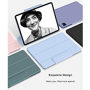 Aoub Case for iPad Pro 11 2022/2021/2020/2018, Rebound Magnetic Attachment Cover with Clasp [Supports Pencil Pairing & Charging], Ultra Slim Trifold Stand Smart Case for iPad Pro 11 inch, Light Blue