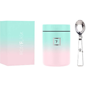 IRON °FLASK Food Jar - 16 Oz, Foldable Spoon, Leak Proof, Vacuum Insulated Thermo, Stainless Steel, Storage Lunch, Container, Canteen, Double Walled, Portable Food Bowl