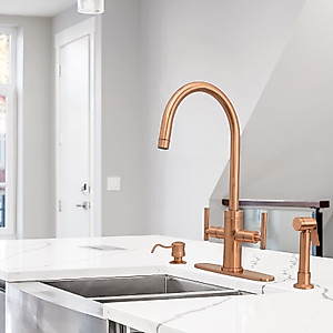 Two-Handle Widespread Kitchen Faucet with Side Sprayer (Copper)