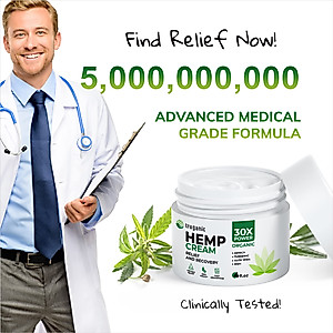 Truganic Premium Hemp Relief Cream 500,000,000-Powerful Soothing Hemp Cream for Back, Muscle, Joints, Skin Care