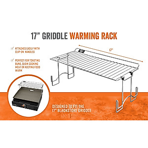 Yukon Glory™ Griddle Warming Rack, Designed for 17" Blackstone Griddles, One-Step Clip On Attachment, Portable and Collapsible