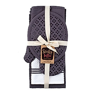 Kitchen Towels Dishcloths Oven Mitts and Pot Holders Set of 9, Oeko-Tex 100% Cotton Terry Dish Towels & Dish Cloths, Non-Slip Silicone, Gray