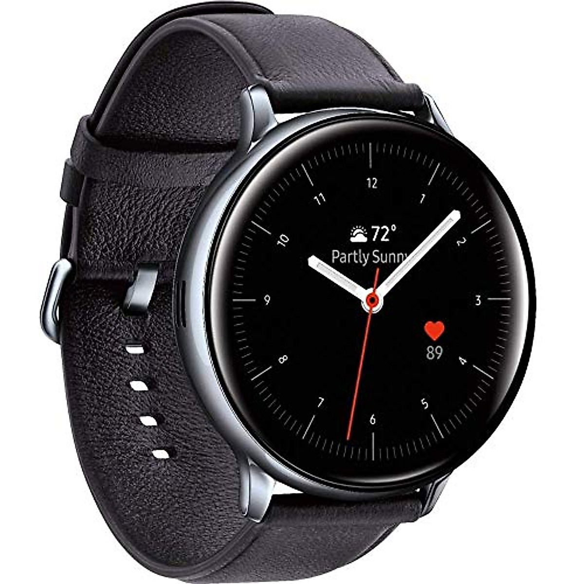 Samsung Original Galaxy Watch Active2 w/; auto workout tracking, enhanced sleep tracking analysis; STAINLESS STEEL CASE and LEATHER Band (International Model) (Silver, 40mm) No LTE (Renewed)