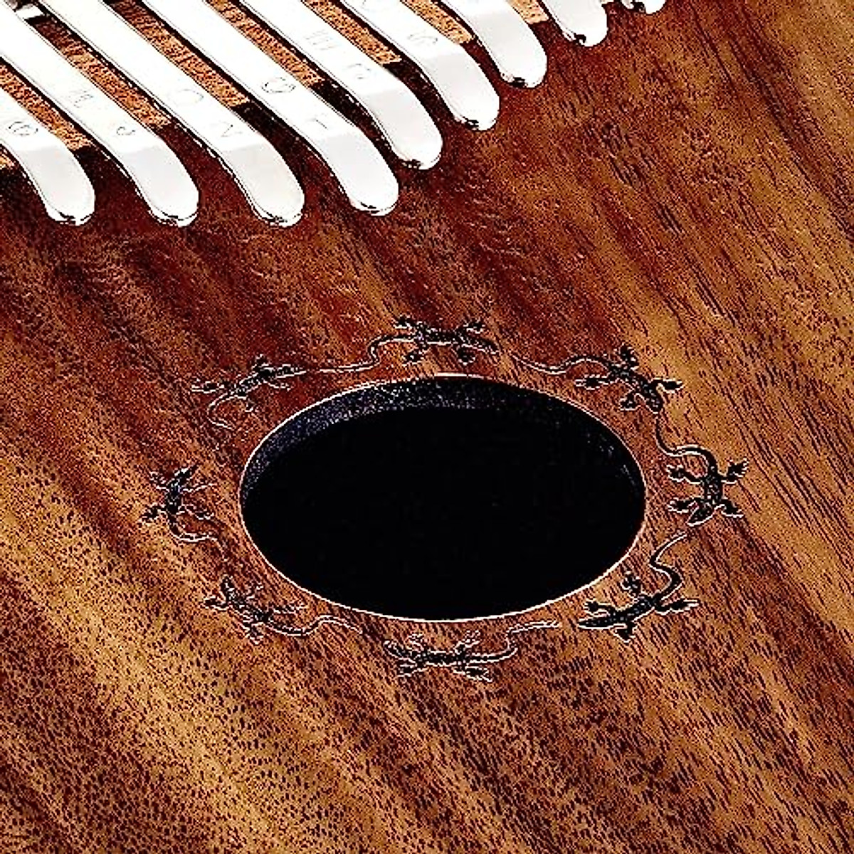 Ortega Guitars Wood 17 Key Kalimba-C Major-Top Soundhole-w/Bag, Tuning Hammer, Polish Cloth, Case, Solid Acacia (OKB1)