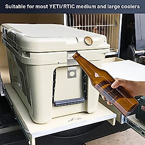 Omoojee Cooler Lock Bracket, 2 Pack with Bottle Opener, Tie Down Kit Made of Durable Stainless Steel, Compatible with Yeti/RTIC Coolers