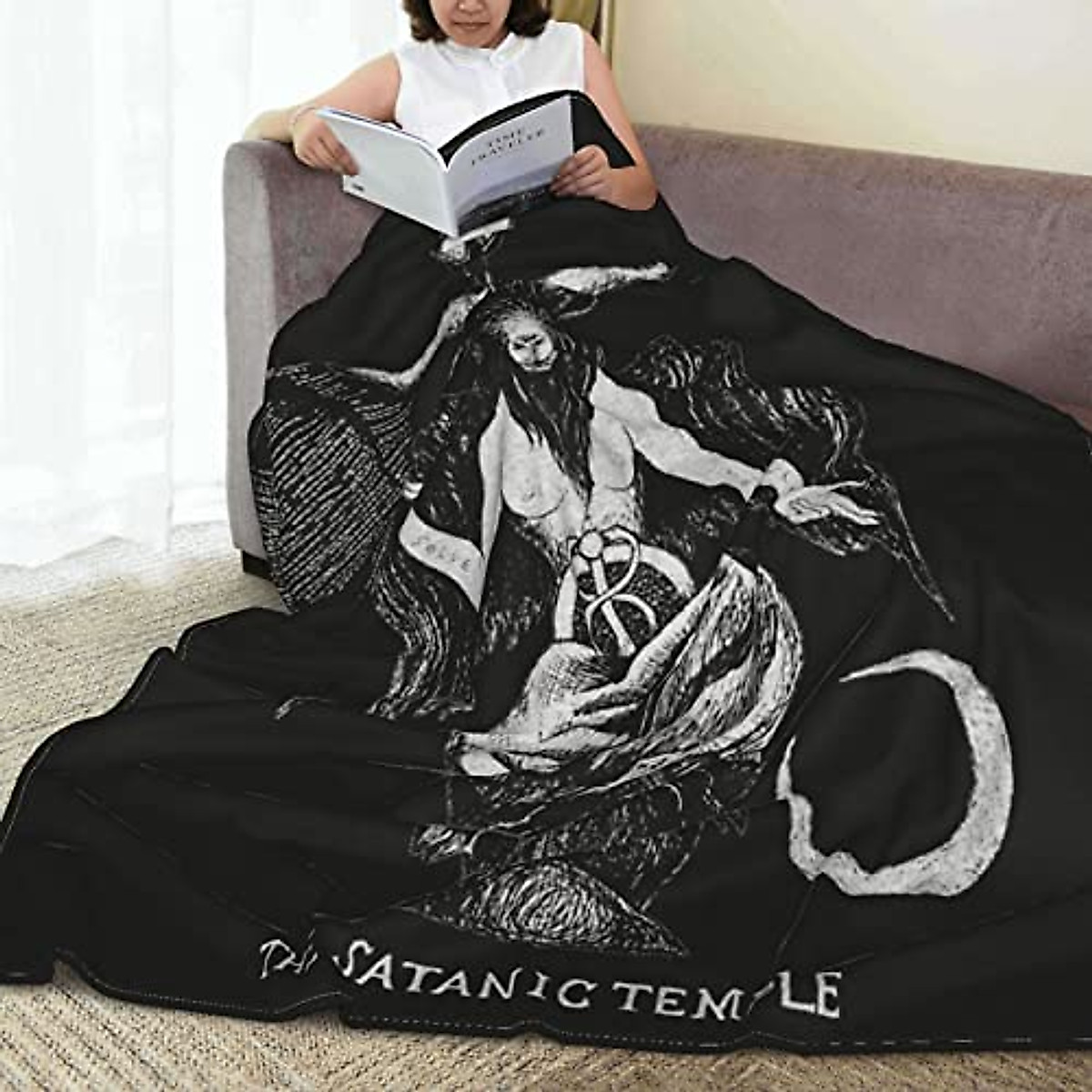 Satanic Demon Devil Ritual Pagan Baphomet Full Fleece Throw Cloak Wearable Blanket Flannel Fluffy Comforter Quilt Nursery Bedroom Bedding King Size Plush Soft Cozy Air Conditioner Blanket