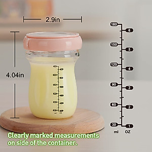 haakaa Glass Baby Food Storage Jar- Food Storage Container Airtight Lid-Wide Neck Gen.3 Baby Bottle -Leakproof BPA-Free 0m+ Newborn Babies(Peach, 6.3oz/180ml)