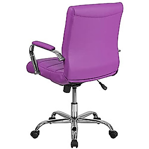Flash Furniture Vivian Mid-Back Purple Vinyl Executive Swivel Office Chair with Chrome Base and Arms
