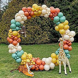 137PCS Jungle Safari Wild Woodland Balloon Arch Garland Kit, Sage Green Dusty Pink Lemon Yellow Sand White Balloons for Wild One Theme Party Kids' Birthday Party Baby Shower Wedding Decorations