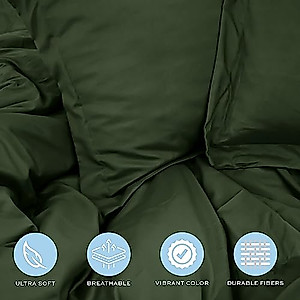 White Classic Avocado Dark Green Duvet Cover King Size Zipper Closure - Luxury Soft King Duvet Cover Set 3 Piece, 1 Duvet Cover 104x90 and 2 Pillow Shams | Comforter Not Included