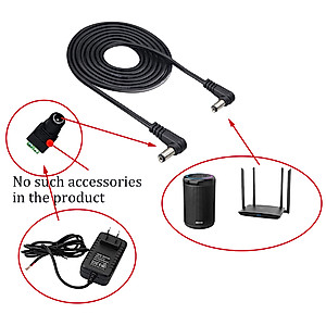 HCFeng Double Elbow DC 5.5mm x 2.1mm Cable DC 5.5mm x 2.1mm 90 Degree Right Angle Male to Male Power Adapter Cable for CCTV Surveillance Security Camera LED Strip DVR (22 AWG)[2 Pack/ 5ft]