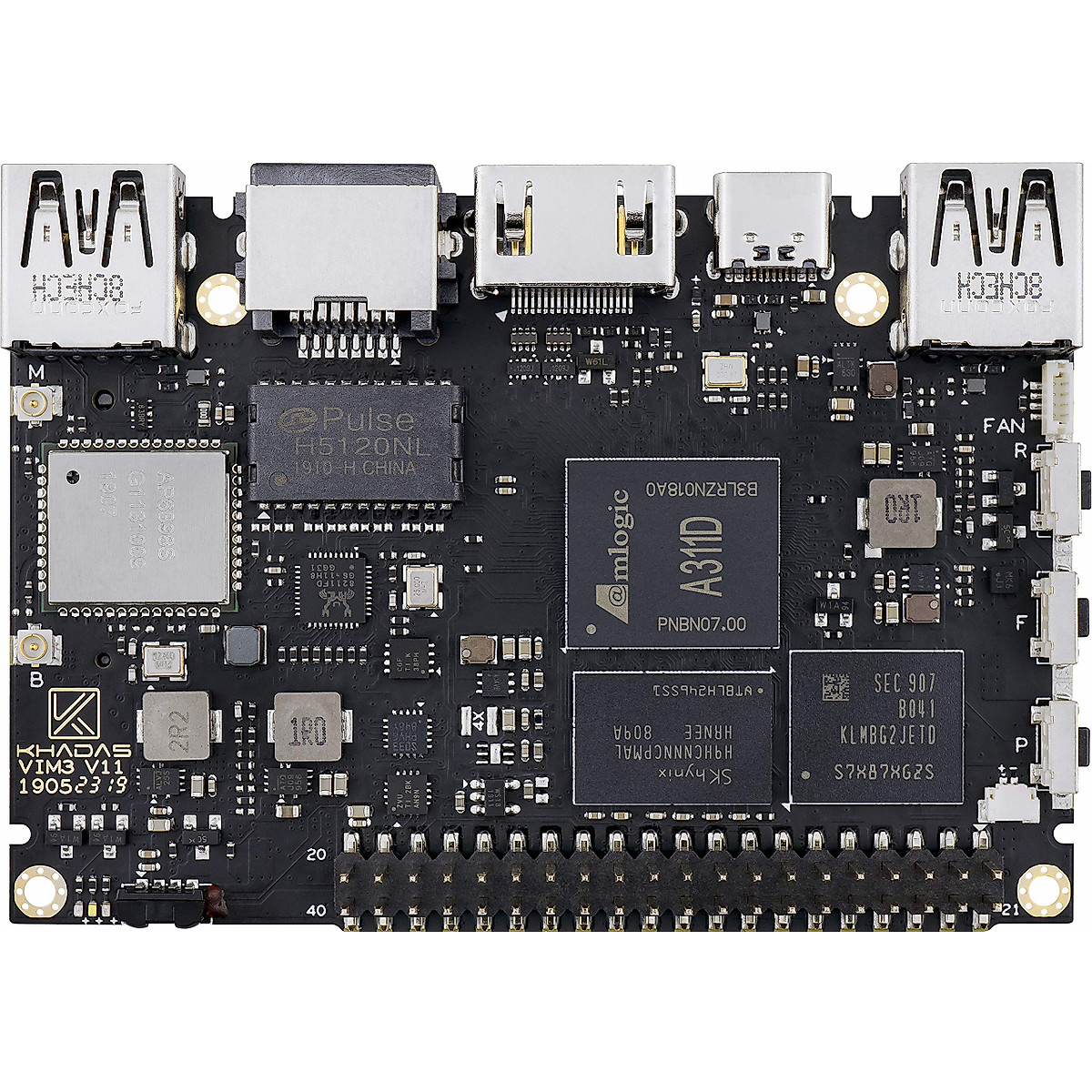 Khadas Single Board Computer, VIM3 Pro(4+32GB) Amlogic A311D+5 Inches Diagonal 5 Point Multitouch Resolution 1080 * 1920 TS050 Touchscreen Kit