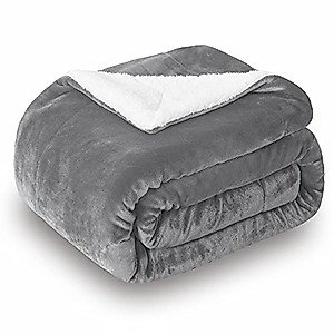 SOCHOW Sherpa Fleece Throw Blanket, Double-Sided Super Soft Luxurious Plush Blanket Throw Size, Grey