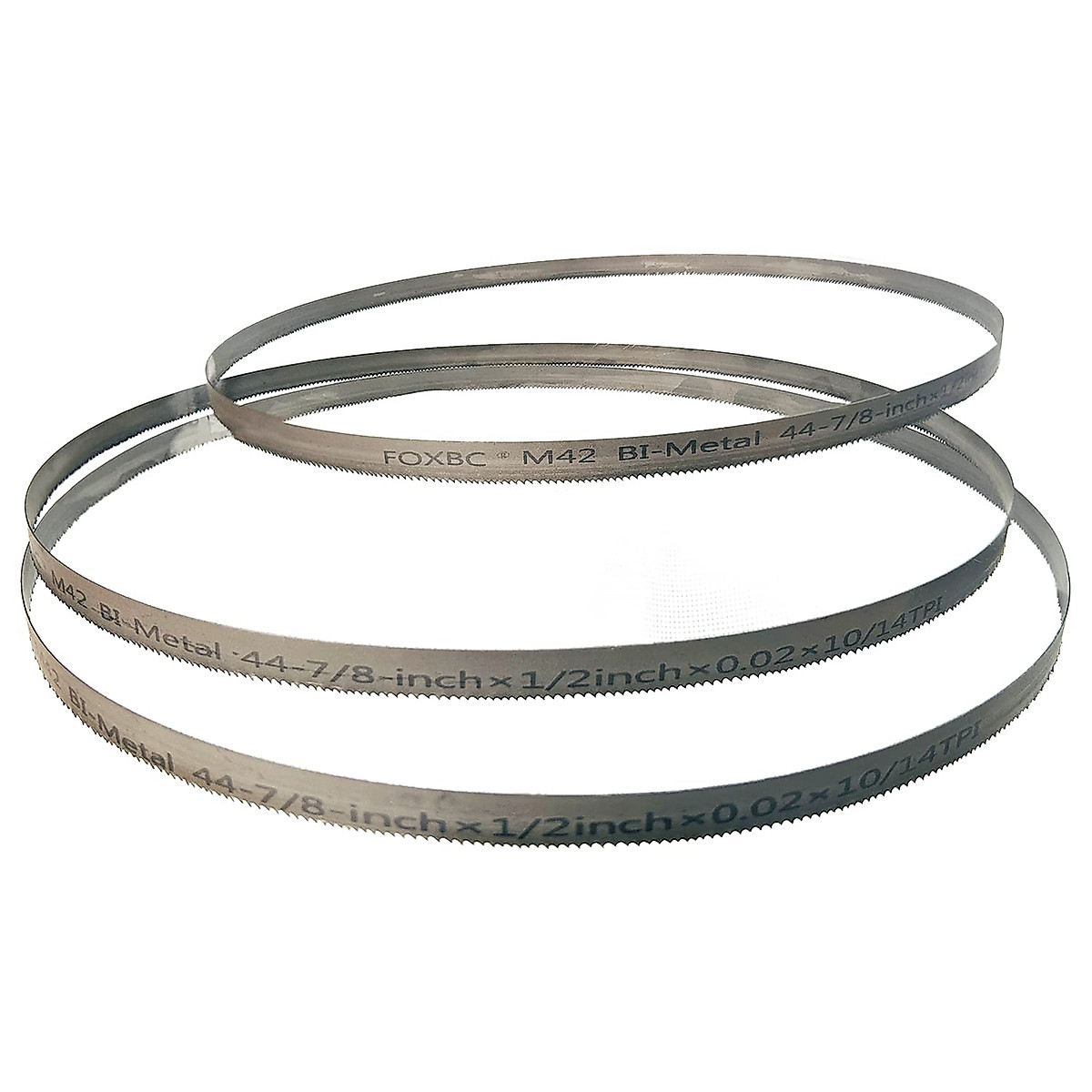 FOXBC 44-7/8 Inch Bandsaw Blades 10/14 TPI for Milwaukee 48-39-0551, DeWalt DCS374B Portable Band Saw, 44-7/8" x 1/2" x .020", 3-Pack