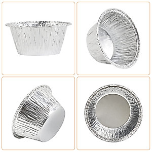 Mateebake Aluminum Foil Baking Cups, Disposable Ramekin 3 Oz Silver Foil Cupcake liners, 200 Pcs Aluminum Baking Cups Egg Tart Liners for Baking, Cupcake, Pudding, Muffin , Creme Brulee