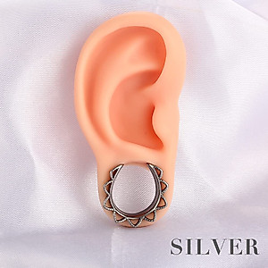 LADEMAYH 2Pcs 3/4 Gauges for Ears, Cute Silver 3/4 Ear Gauges for Women,Trendy 19mm Gauges for Ears, Surgical Steel Saddle Plugs Tunnels Gauge Earrings