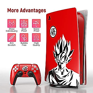 TESSGO PS 5 Skin Disc Edition Anime Console and Controller Vinyl Sticker, Durable, Scratch Resistant, Bubble-Free, Precisely Line Up, Compatible with Play-Station 5