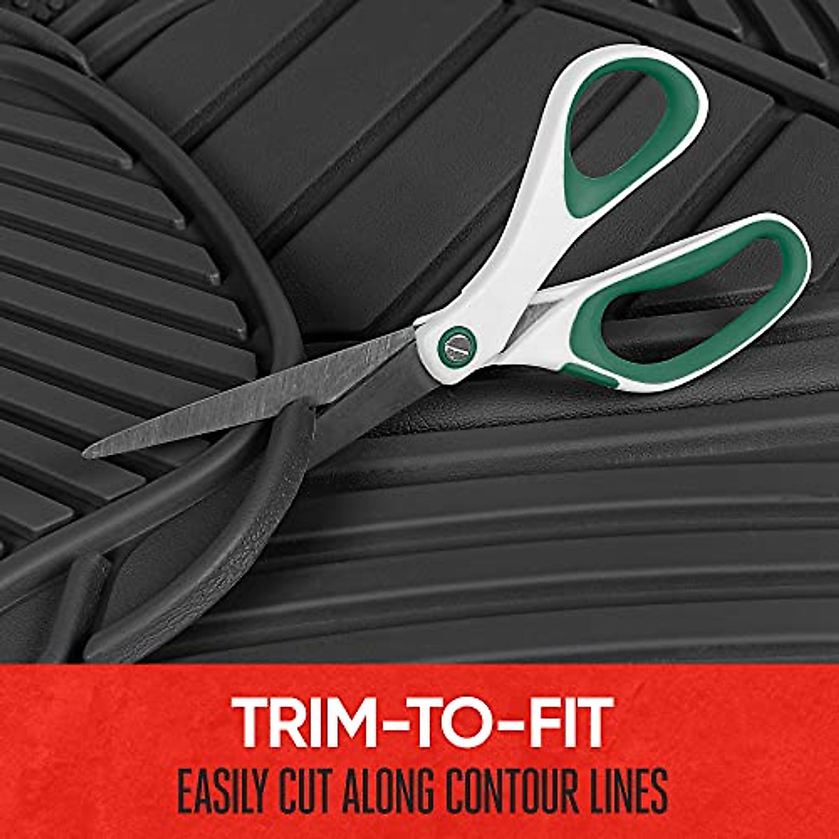 Motor Trend FlexTough Performance All Weather Rubber Car Mats with Cargo Liner - Full Set Front & Rear Floor Mats for Cars Truck SUV, Automotive Floor Mats (Black)