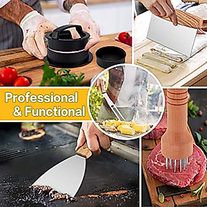 Joyfair Griddle Accessories Kit, 26Pcs Flat Top Grill Tools Set for Outdoor Camping BBQ, Include Professional Stainless Steel Burger Turner, Fish Spatulas, Scraper, Meat Tenderizer, Carrying Bag