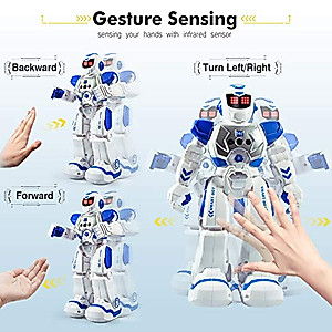Onadrive Remote Control Robot for Kids Intelligent Programmable Robot with Infrared Controller,Dancing,Singing, Moonwalking and LED Eyes,Gesture Sensing Toys Kit for Childrens Entertainmen (Blue)