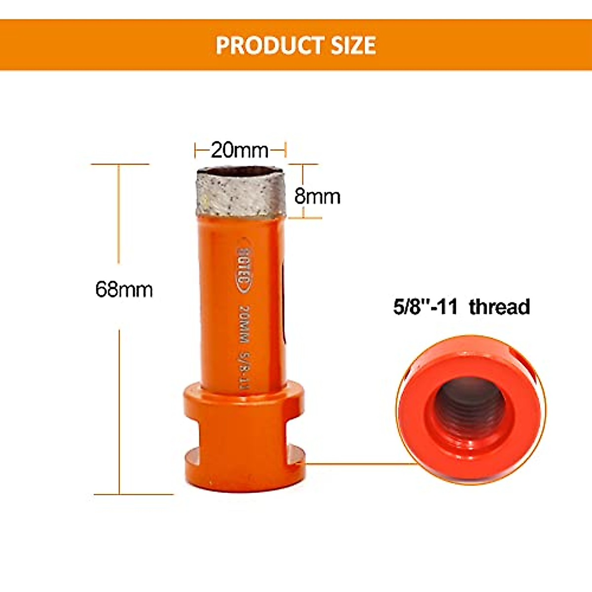 BGTEC Diamond Core Drill Bit, 2pcs 3/4" 20mm Hole Saw with 5/8-11 Thread Welded Diamond Wet Drilling for Marble, Granite, Artificial Stone, Ceramic Tile