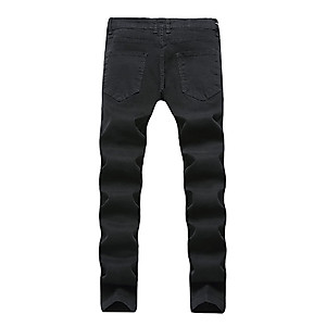 Men's Slim Fit Skinny Stretch Jeans Vintage Distressed Comfy Denim Pants Washed Straight Leg Comfy Jean Trousers (Black,38)