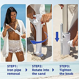 AMMSUN 7.5 Foot Heavy Duty HIGH Wind Beach Umbrella with sand anchor & Tilt Sun Shelter, UV 50+ Protection Outdoor Sunshade Umbrella with Carry Bag for Patio Garden Beach Pool Backyard (Rainbow)