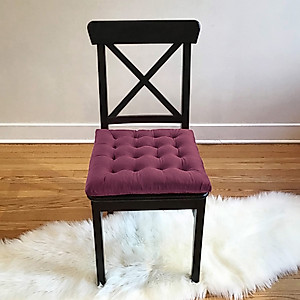 Infinity Collection Square Tufted Plush Chair Pad/Cushion for Kitchen Bar Stool Dining Room Durable Reversible with Tie Backs Size 15 in (Maroon, 1)