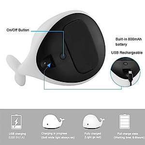 Mystery 4-Modes Children Night Light, USB Rechargeable Dolphin Night Light With Warm White, Strong White, 5 Single Colors and 5-Color Breathing Modes, Sensitive Tap Control for Baby Adults Bedroom