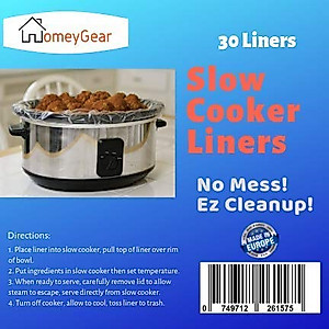 30 Count Large Crock Pot & Slow Cooker Liners - 22”x12” 3 to 7 Quart Easy Clean Up Plastic Bags for Crockpot, Aluminum Cooking Trays, Pans - Non-Stick & Oven/Microwave Safe - by HomeyGear