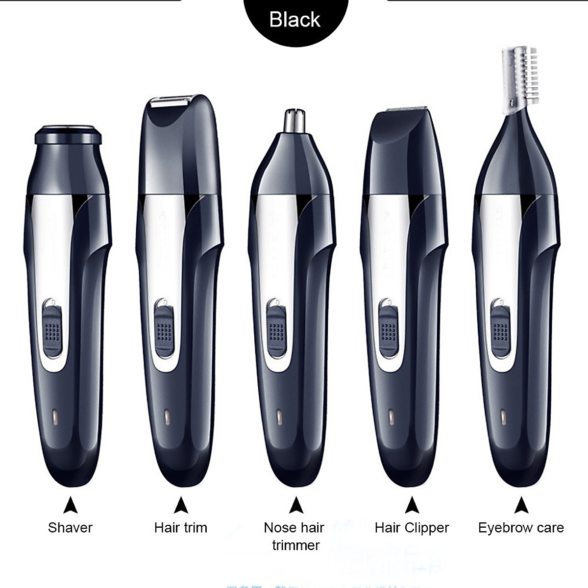 Nose Ear & Hair Trimmer 5 in 1 USB Rechargeable Beard Trimmer Shaver Electric Razor Clippers Wet/Dry Waterproof Eyebrow Grooming Kit for Men/Women. (Black)