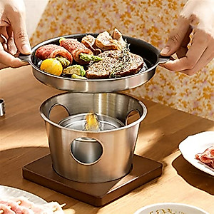 GEEKLLS Charcoal grills Mini Barbecue Oven Grill One Person Cooking Home Wooden Frame Alcohol Stove BBQ Outdoor Garden Party Roasting Meat Tool