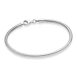 Miabella Solid 925 Sterling Silver Italian 3mm Snake Chain Bracelet for Women Men, Charm Bracelet, Made in Italy (Length 6.5 Inches (X-Small))