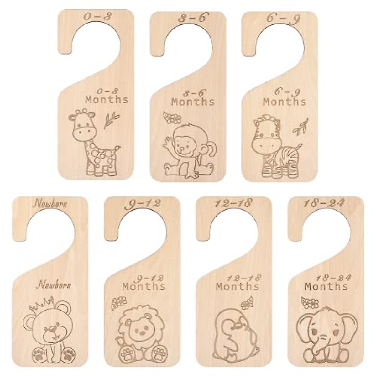 ShiningLove Wooden Baby Closet Dividers 7PCS Double Side Baby Clothes Closet Organizer Hangers from Newborn to 24 Months for Nursery Decor Newborn Essentials Nursery Closet Dividers Girl or Boy