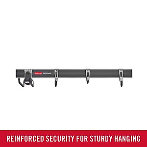 Rubbermaid FastTrack Garage Storage Utility Hooks, 5 Piece, Black, All in One Rail Hook Kit and Tool Organizer, Heavy Duty for Home/Garage/Shed/Garden