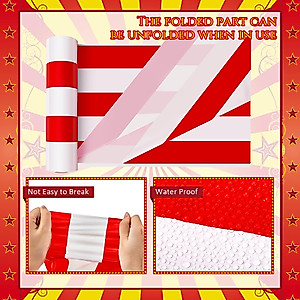 Jecery 54 Inch x 100 ft Tablecloth Roll Red and White Striped Tablecloth Red Brick Wall Backdrop Carnival Circus Decorations Wizard Photography Supplies for Photo Booth Props
