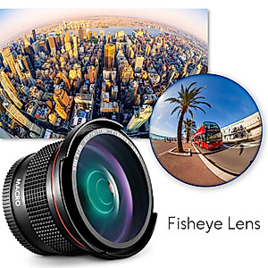 58mm Fisheye Lens for Canon Rebel T8i T7 T7i T6i T6S T6 T5i T5 T4i T3i T2i SL3 SL2 EOS 90D 80D 77D 70D 60D 760D 750D DSLR Camera, includes ultra soft cleaning cloth. Fisheye Lens for Underwater Photos