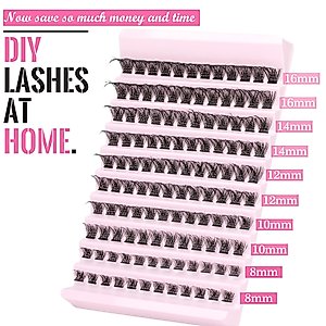 Lash Clusters Natural Wispy Cluster Lashes 8-16mm Wispy Individual Lashes Extensions Natural Look Lashes D Curl Fluffy Cluster Lashes DIY Eyelash Extension by Focipeysa