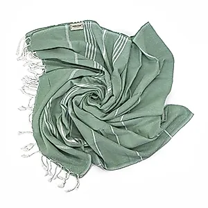 Aegean Concept - Turkish Beach Towel (37 x 77) - Prewashed for Soft Feel, 100% Cotton - Quick Dry Beach Towels Oversized - Unique Turkish Towels for Travel with Lively Colors (Mint Green)