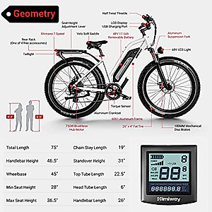Himiway Cruiser Step-Thru Electric Bike for Adults, 60Miles Range 48V 17.5Ah Battery 750W Motor 26" x 4" Fat Tire Electric Bike, 25MPH E Bike Adults 350LBS Payload, Shimano 7 Speed, UL Certified