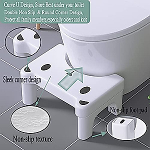 Squatting Toilet Stool,Poop Stool for Bathroom,Potty Stool for Adults,220 Lbs Capacity,Non Slip Squat Stool,7" Tall (White)