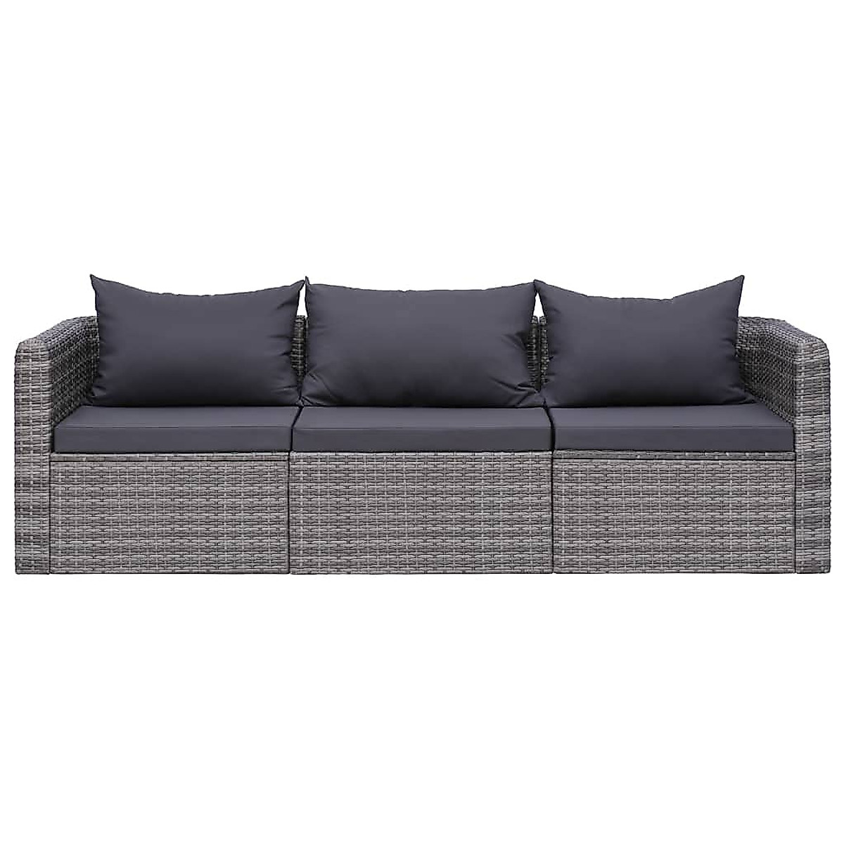 vidaXL 3 Piece Patio Sofa Set - Stylish and Practical Design with Weather-Resistant PE Rattan and Powder-Coated Steel Frames, Set Includes Cushions