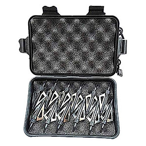 e5e10 12pcs Archery Broadheads 3 Fixed Steel Blade 125 Grain Hunting Arrowheads Fit for Compound Bow and Crossbow with One Black Plastic Portable Broadheads Case (Black)
