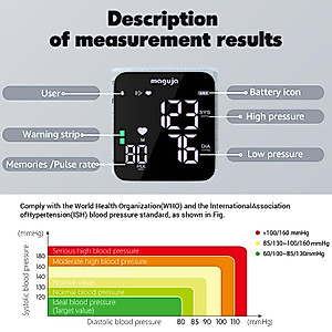 Blood Pressure Monitors for Home Use, maguja Rechargeable Blood Pressure Cuff Wrist Electronic Sphygmomanometer BP Monitors with Voice Broadcast, 180 Memory Storage for 2 Users