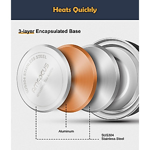 AMFOCUS Tea Kettle, 2 Quart Stainless Steel Whistling Tea Kettle, Stovetop Whistling Teakettle Tea Pots for Stove Top with Ergonomic Folding Handle, Small Teapot, Water boiler for Tea, Coffee (Black)